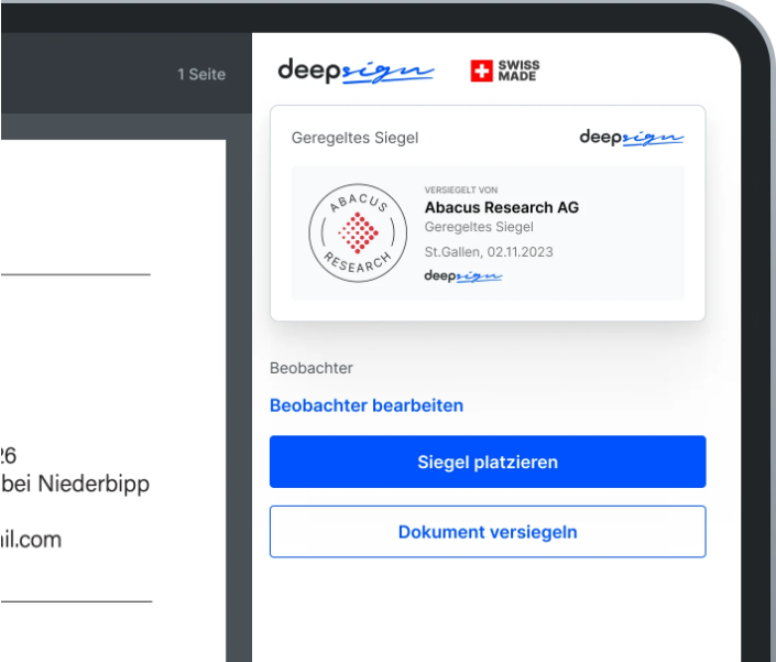 Das elektronische Siegel von DeepSign